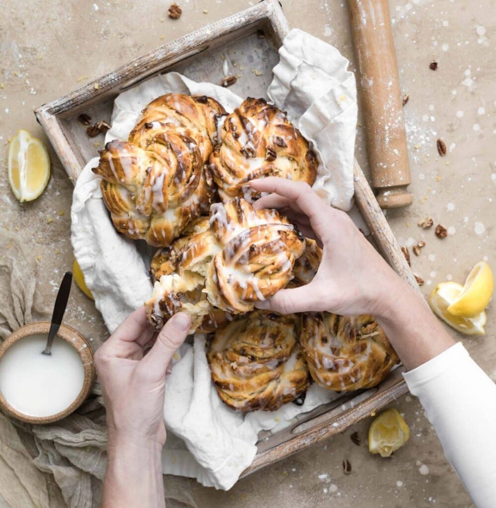 Lemon Pecan Sticky Buns - Two Cups Flour