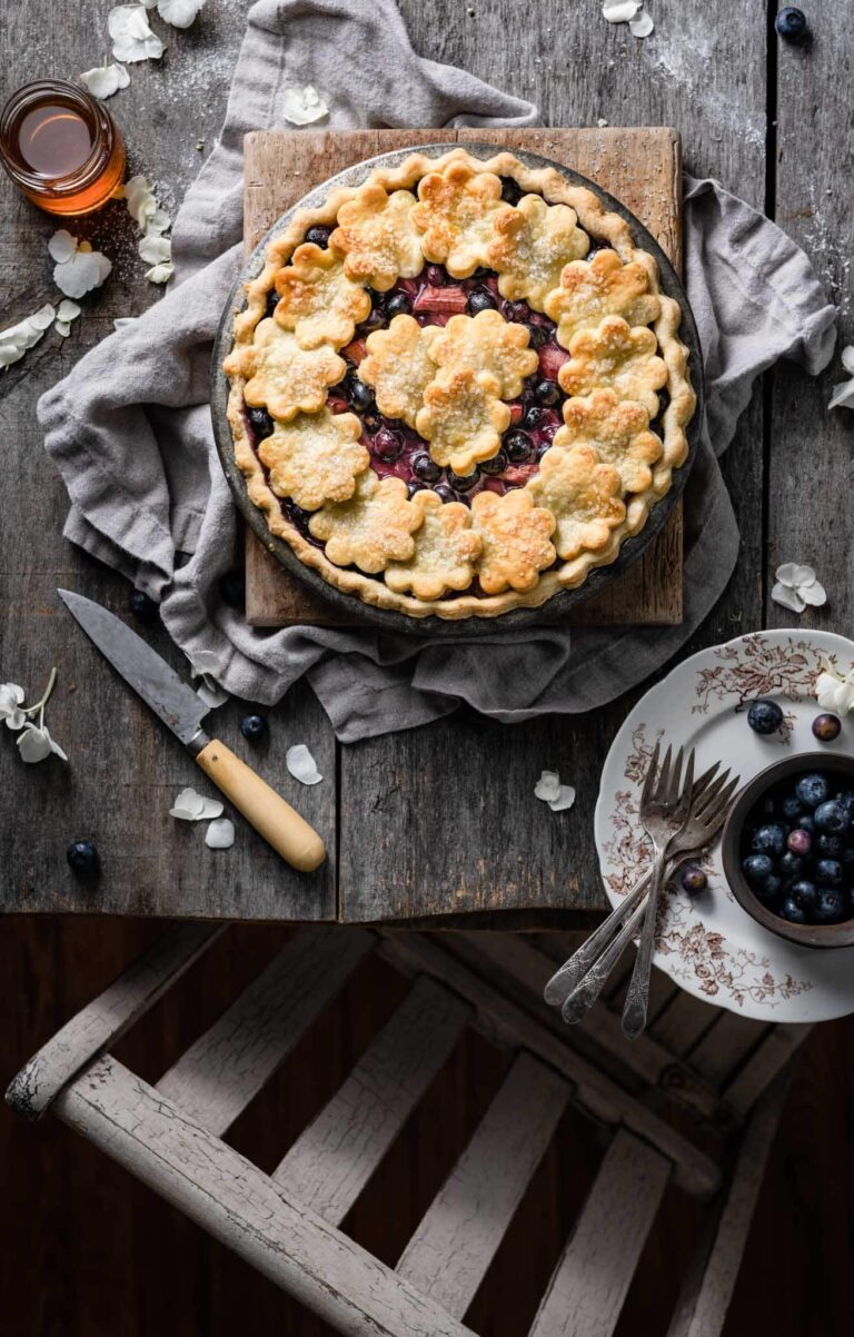 Blueberry Rhubarb Pie - Two Cups Flour