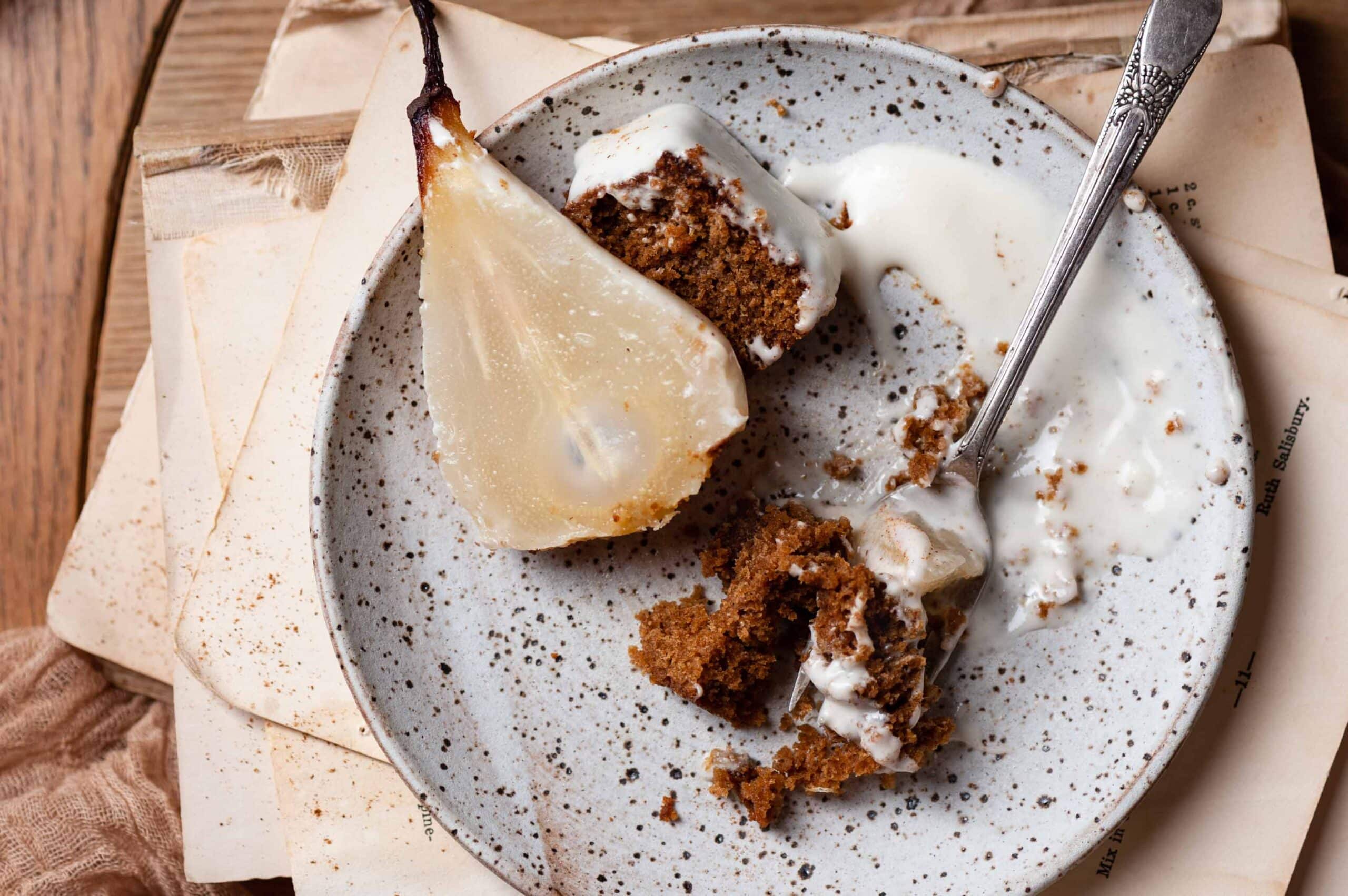 Mini Poached Pear Cardamom Cakes | Two Cups Flour