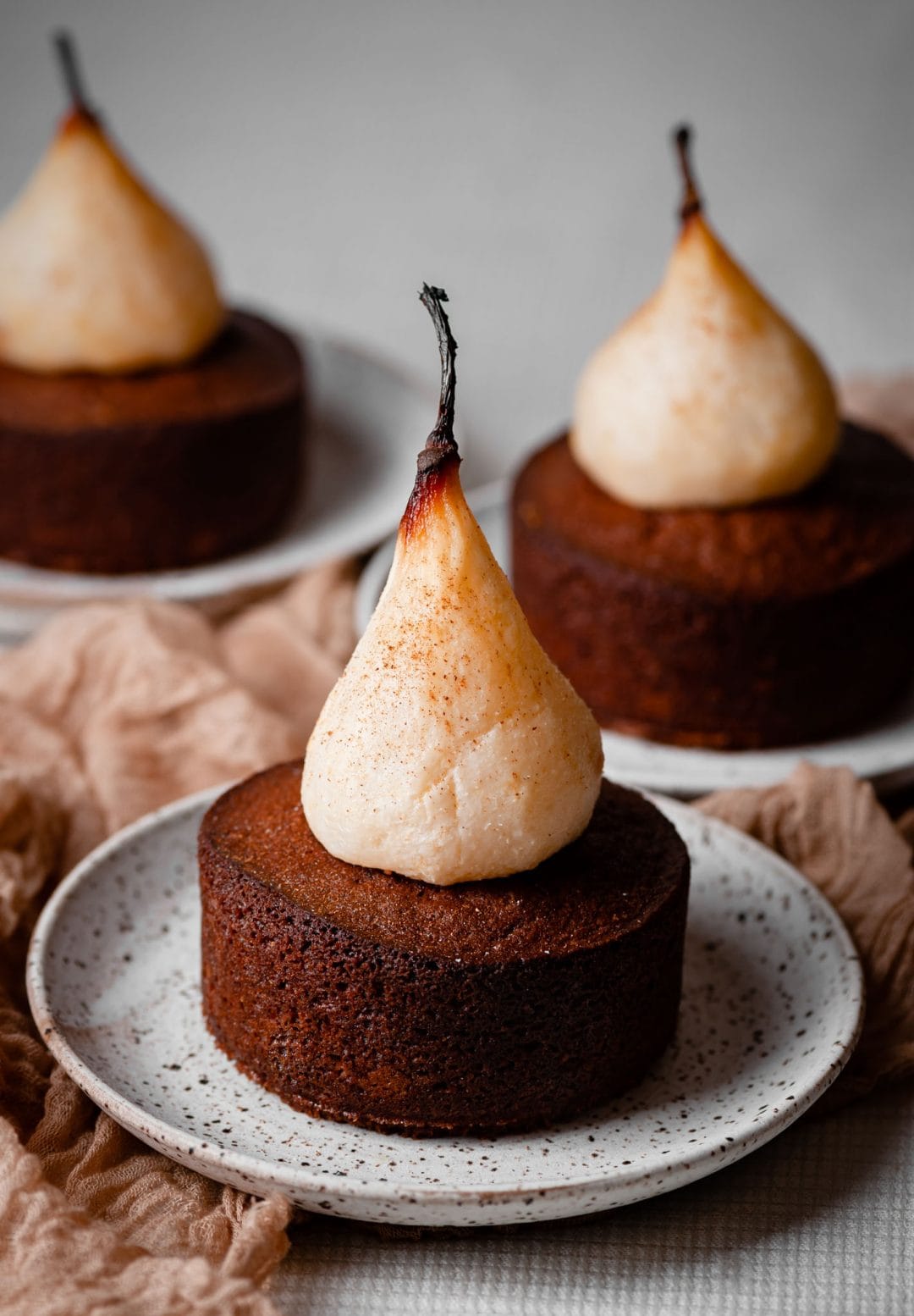 Poached Pear Cardamom Cakes - Two Cups Flour