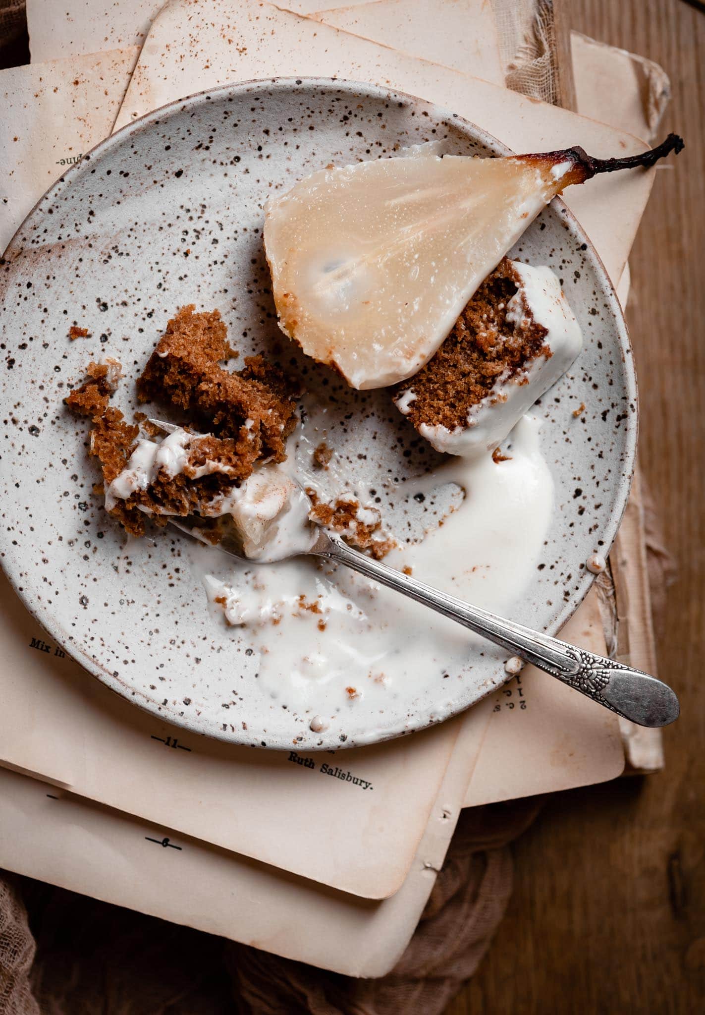 Poached Pear Cardamom Cakes - Two Cups Flour