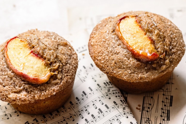 Easy Peach Muffins with Fresh Peaches - Two Cups Flour