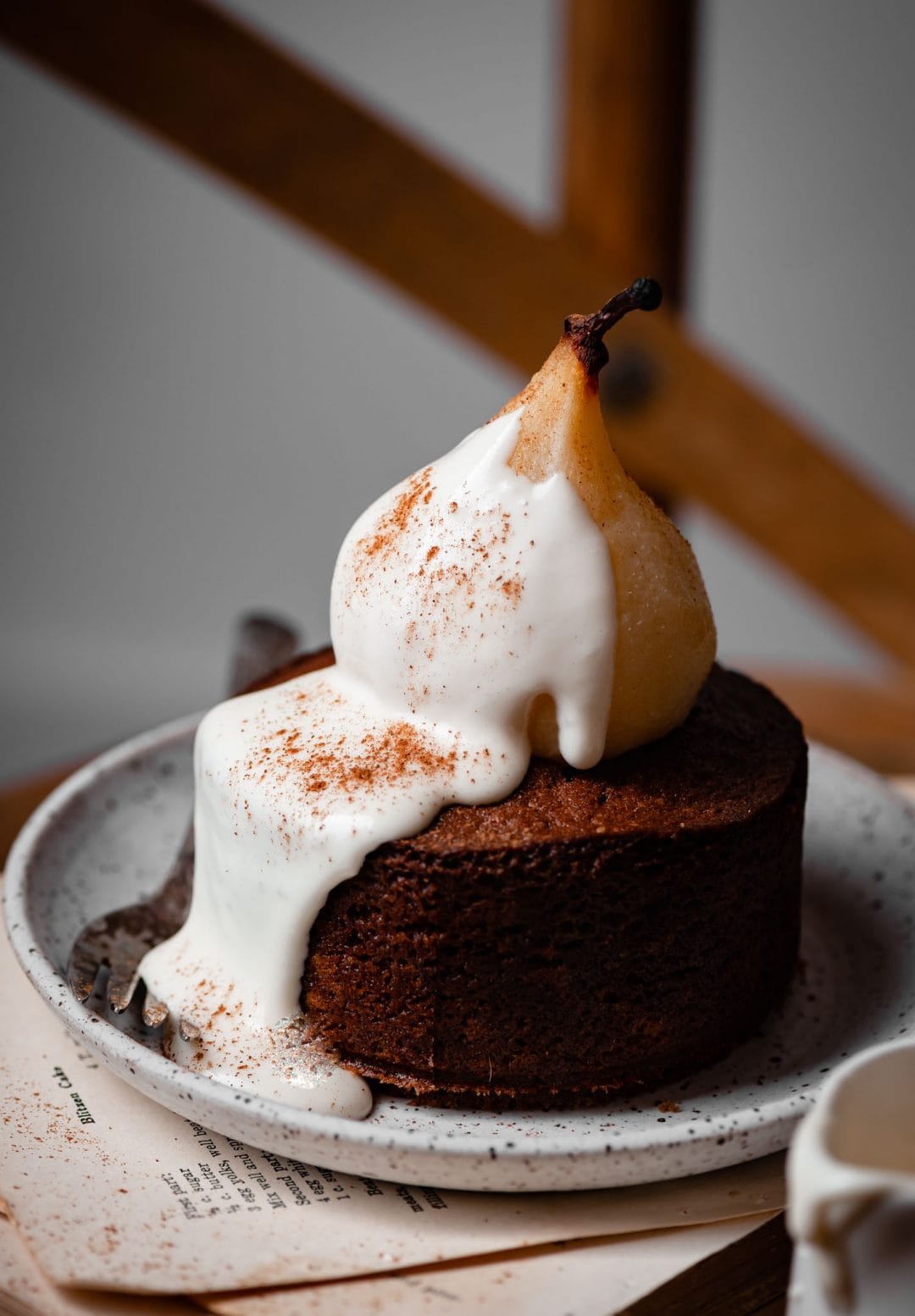Poached Pear Cardamom Cakes - Two Cups Flour