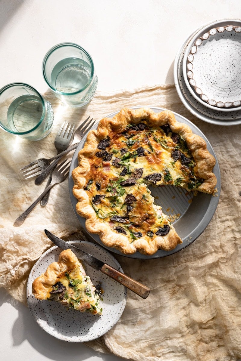 Ham and Cheese Spinach Quiche - Two Cups Flour
